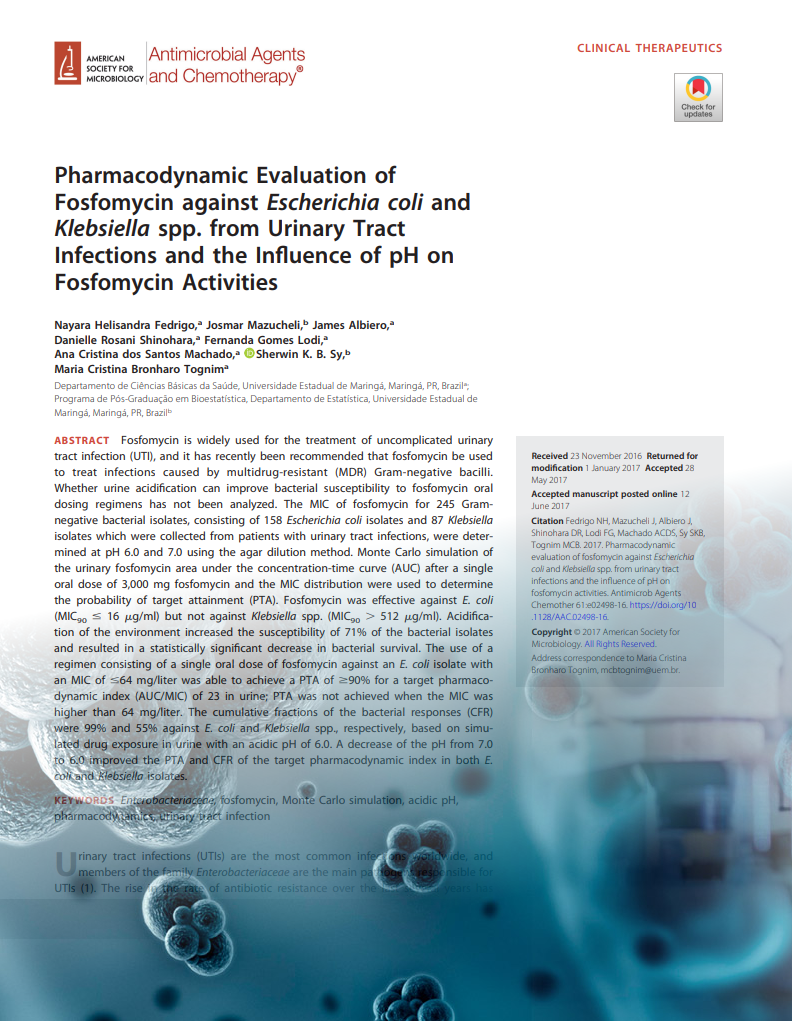 Pharmacodynamic Evaluation of Fosfomycin against Escherichia coli and ...